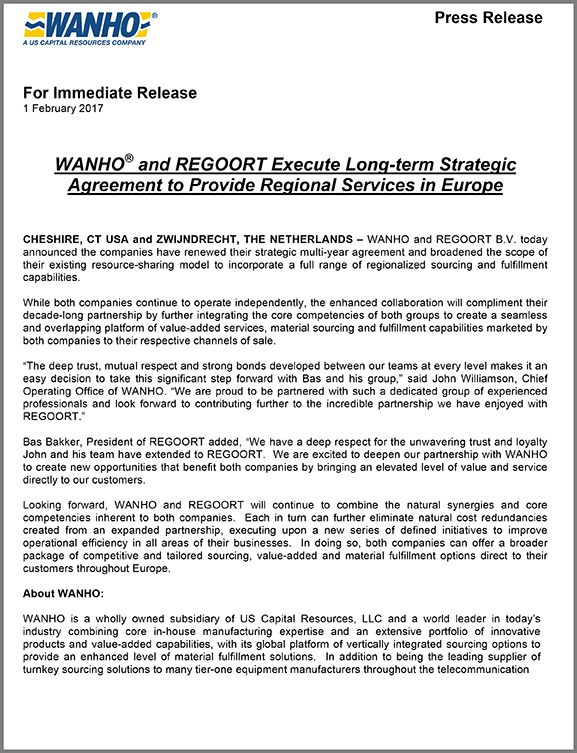 Wanho :: WANHO Expands Services in Europe